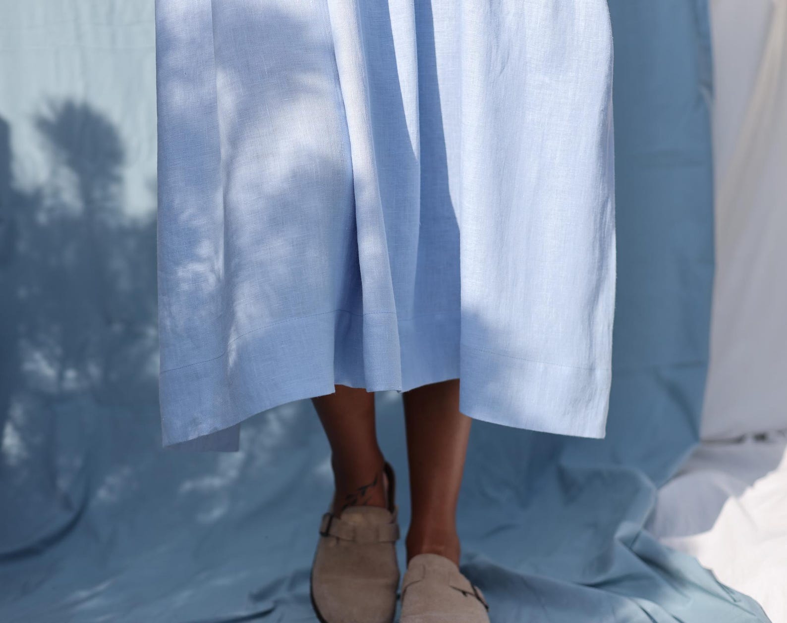 Oversized Linen Dropped Shoulder Dress in Sky Blue by Maninthestudio - Etsy
