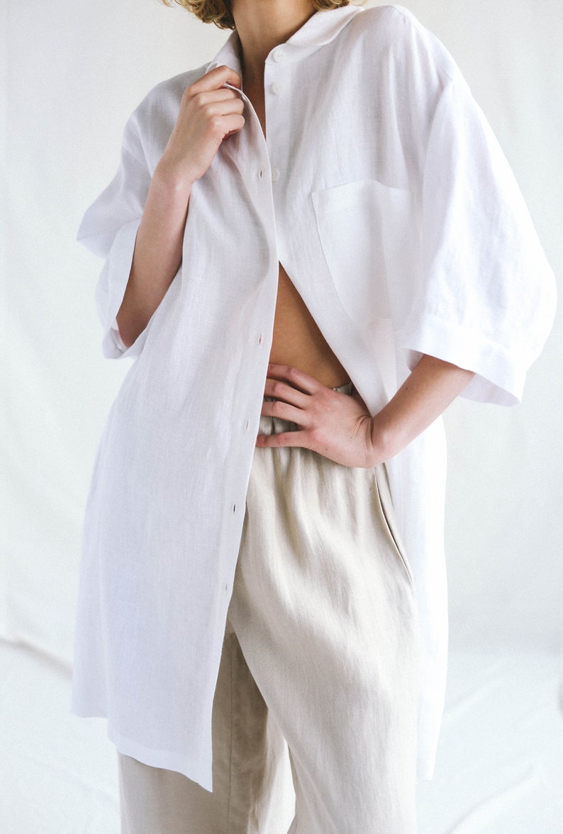 Linen Palazzo Pants Loose Wide Leg Linen Trousers Elastic Etsy