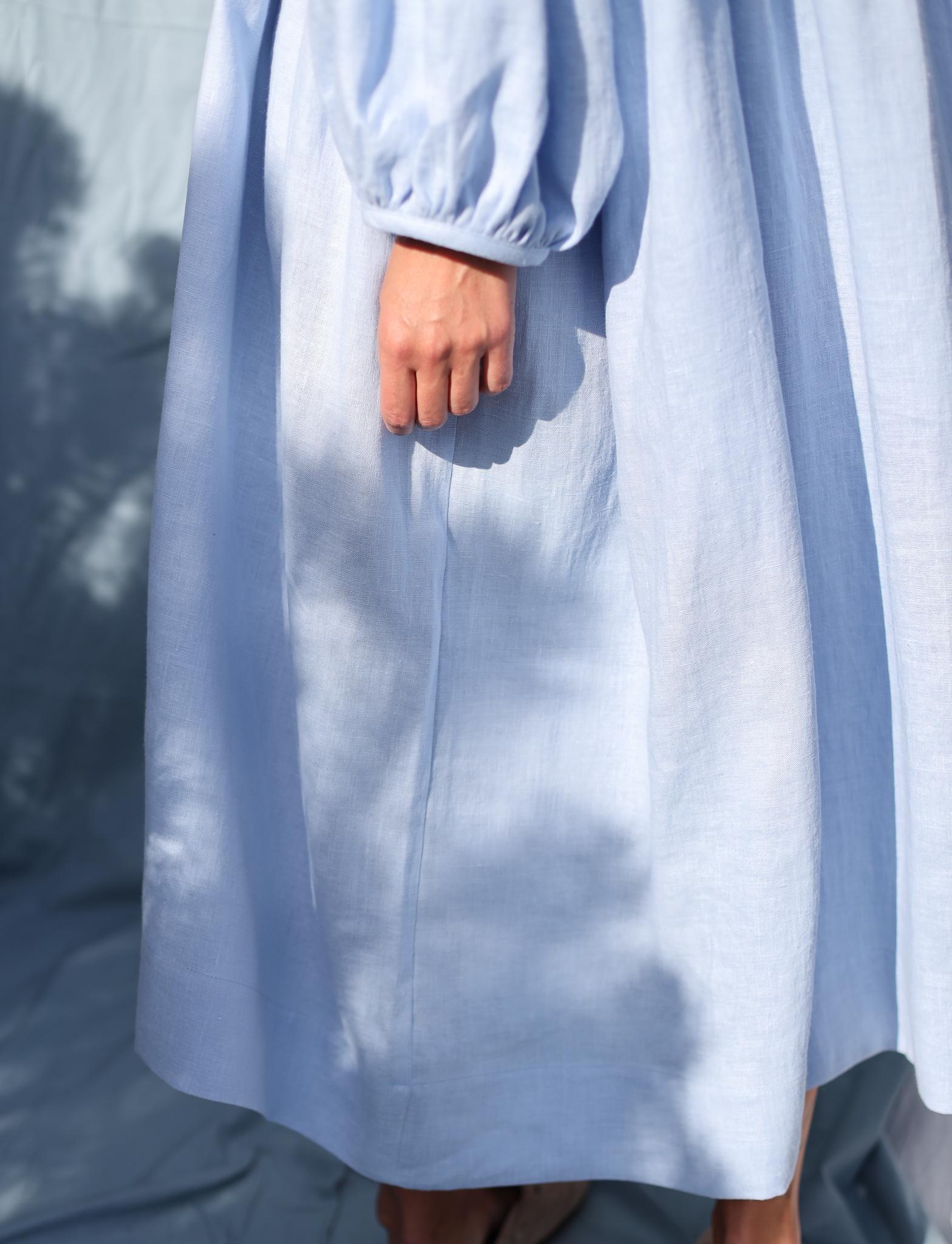 Oversized Linen Dropped Shoulder Dress in Sky Blue by Maninthestudio - Etsy