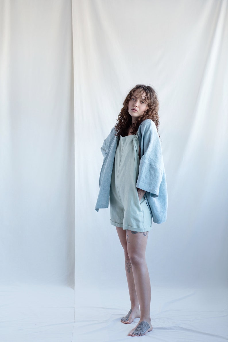 Tie Strap Linen Playsuit / Soft Linen Lounge Wear Jumpsuit - Etsy