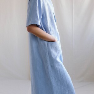 Sky Blue Linen Robe / Soft Linen Bathrobe With Pockets - Etsy