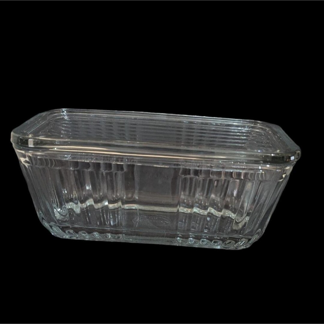 Vintage Anchor Hocking 1932 Ribbed Freezer Box Loaf Pan With Lid 8.5 ...