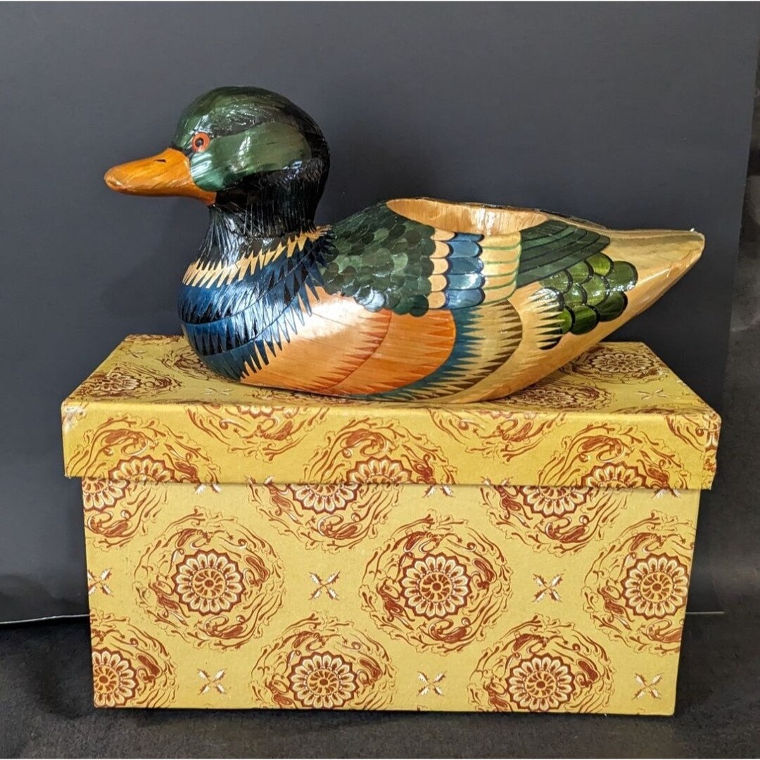 Vintage Mallard Duck Trinket Candle Holder Hunting Lodge With Box Decor ...