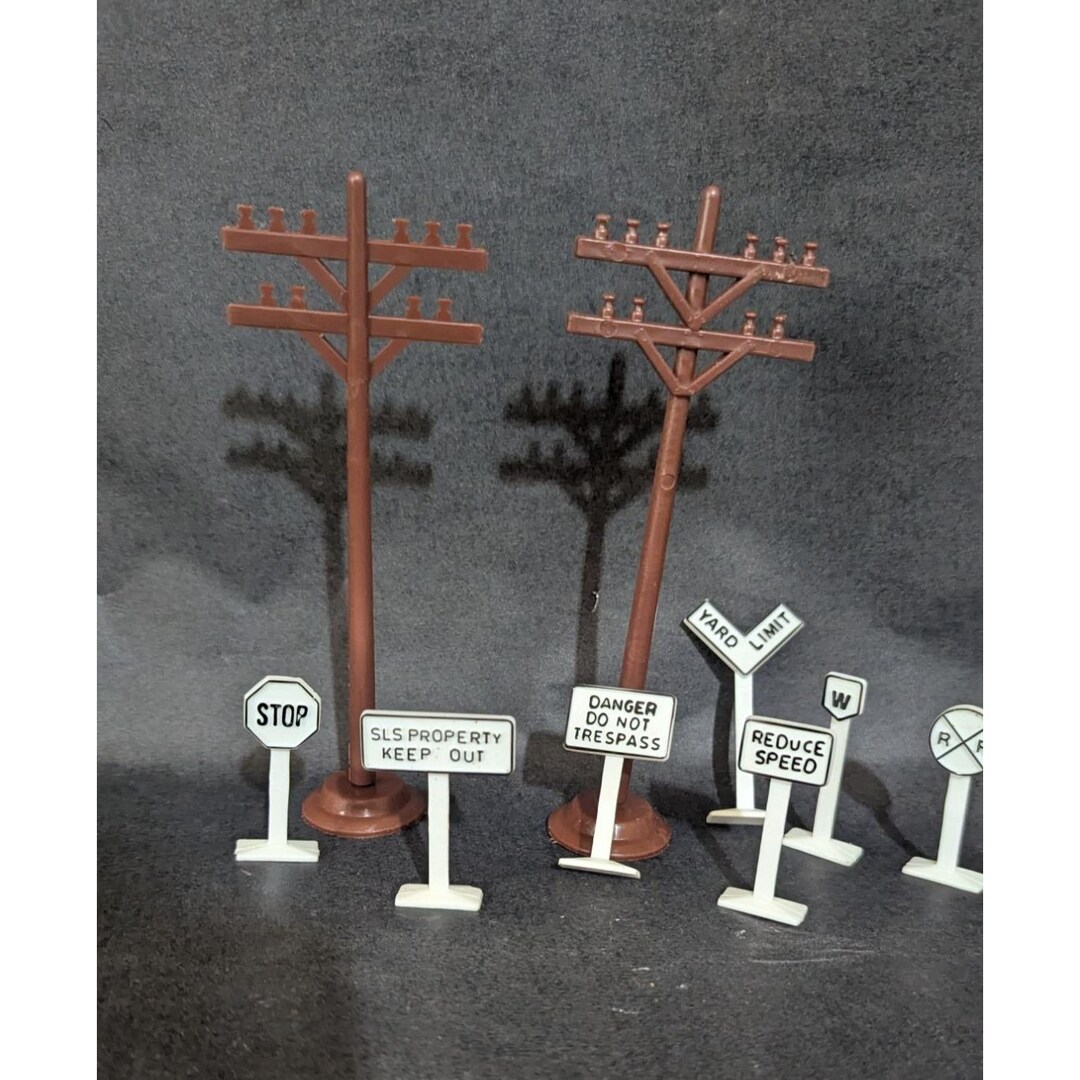 Vintage Model Railroad Signs & Utility Poles Set for Santa Fe Express ...