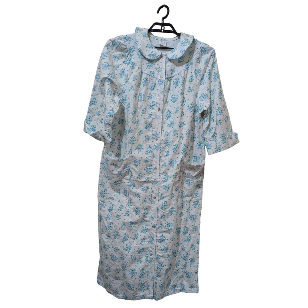 Vintage Carole Womens Floral Button-front House Dress Pockets Size S ...