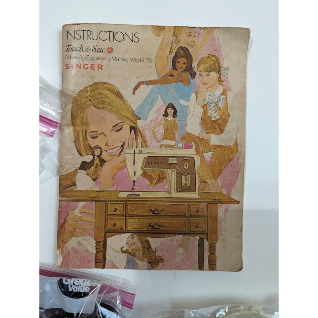 Vintage Singer Touch & Sew 758 Accessories Kit Slant Shank Cams Manual ...