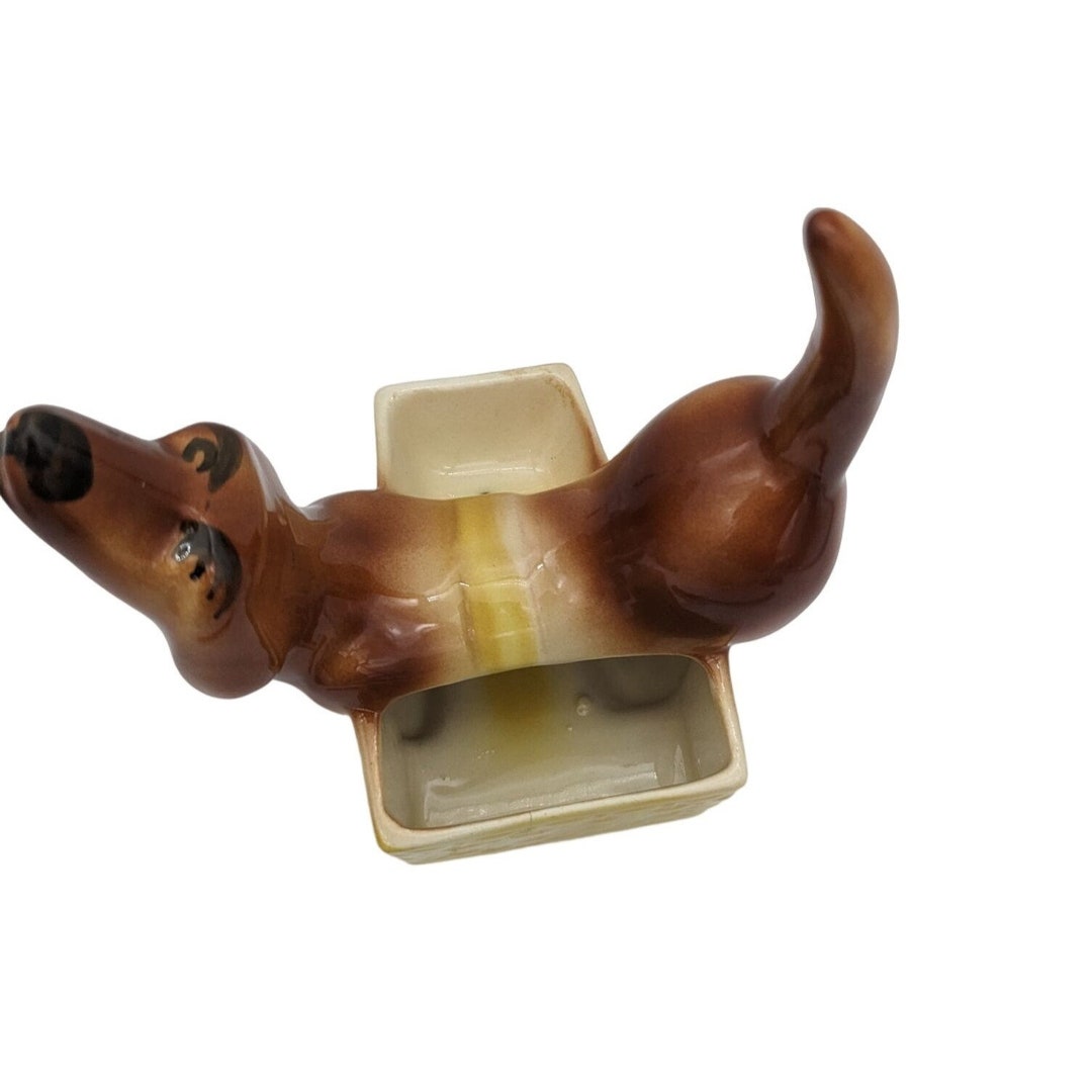 Vintage Rover Hirsch Weiner Dog DACHSHUND Pottery Bird Feeder Dish ...