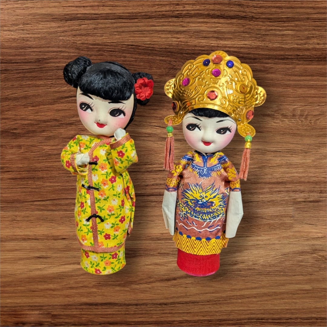 Vintage Chinese Traditional Doll Set 2 Handcrafted Figurines Souvenir 6 ...