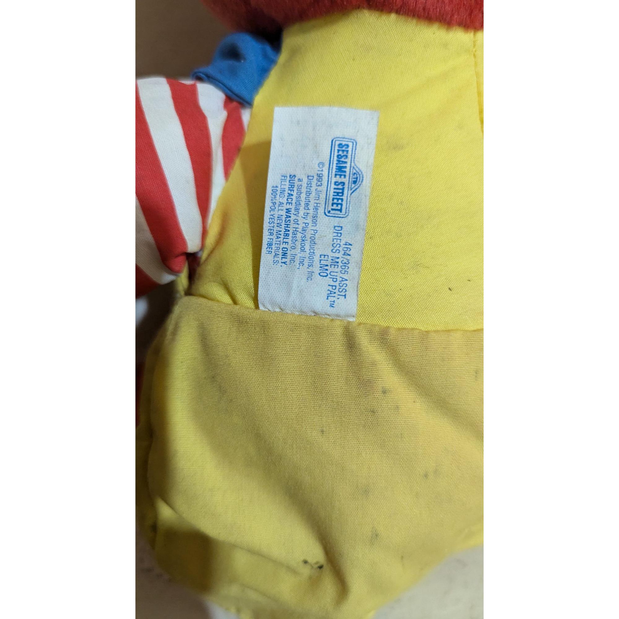 Playskool Dress Me up Elmo Vintage 1993 Button Zip Tie Buckle Snap ...