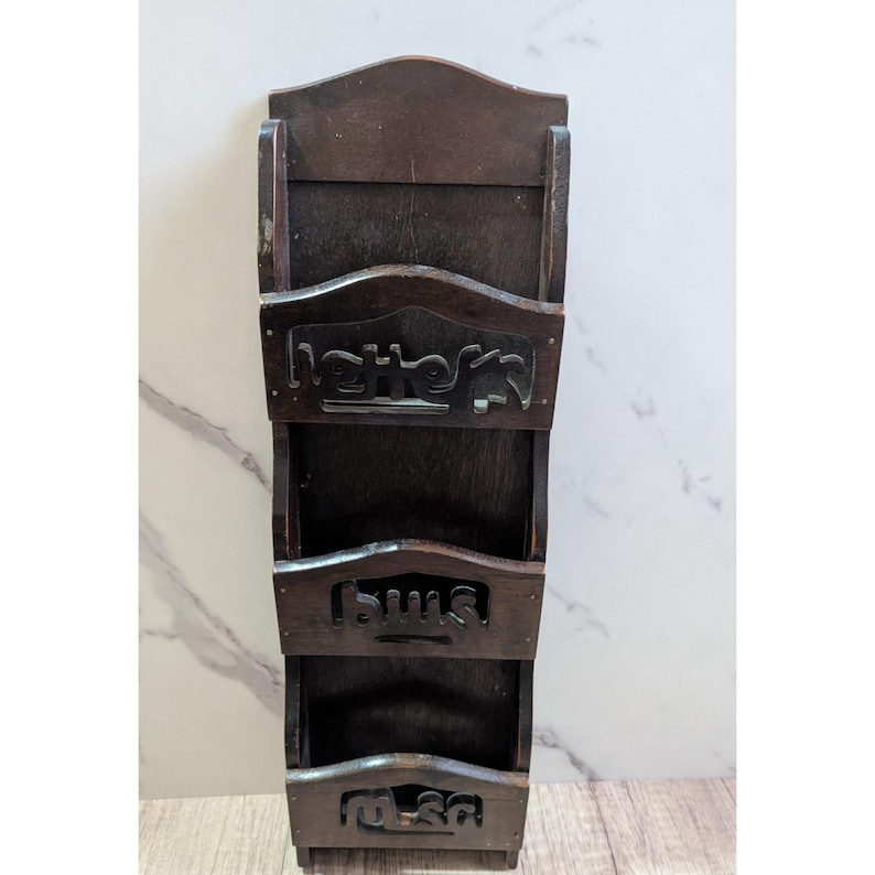 Vintage Wooden Wall-mounted Letter & Bill Holder Organizer Made in ...