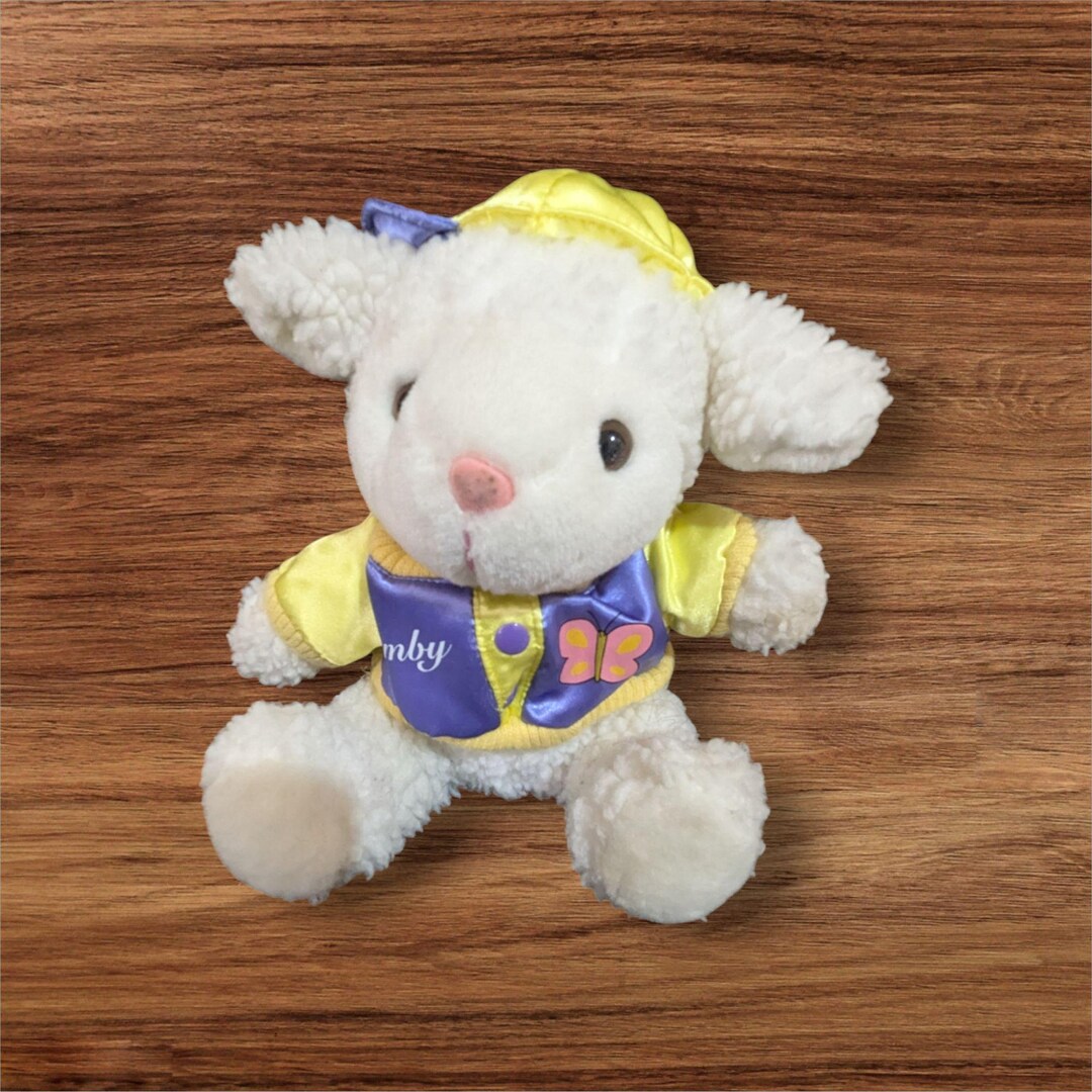 Mty International Lamb Plush Toy in Yellow & Purple Satin Outfit With ...