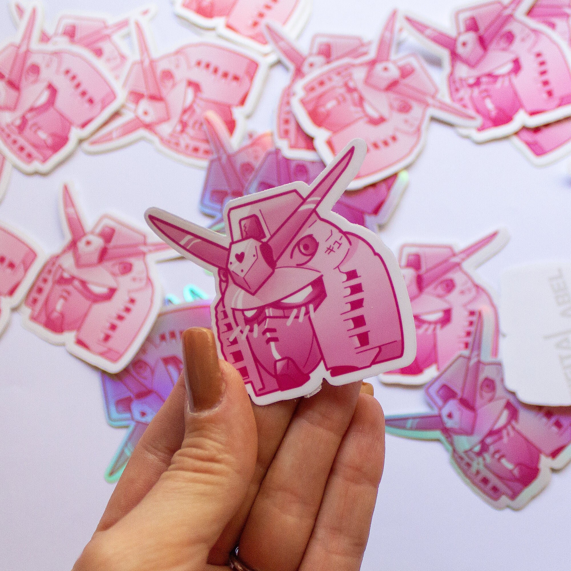 Cute Pink Gundam Stickers Glossy Laptop Sticker Vinyl Die - Etsy