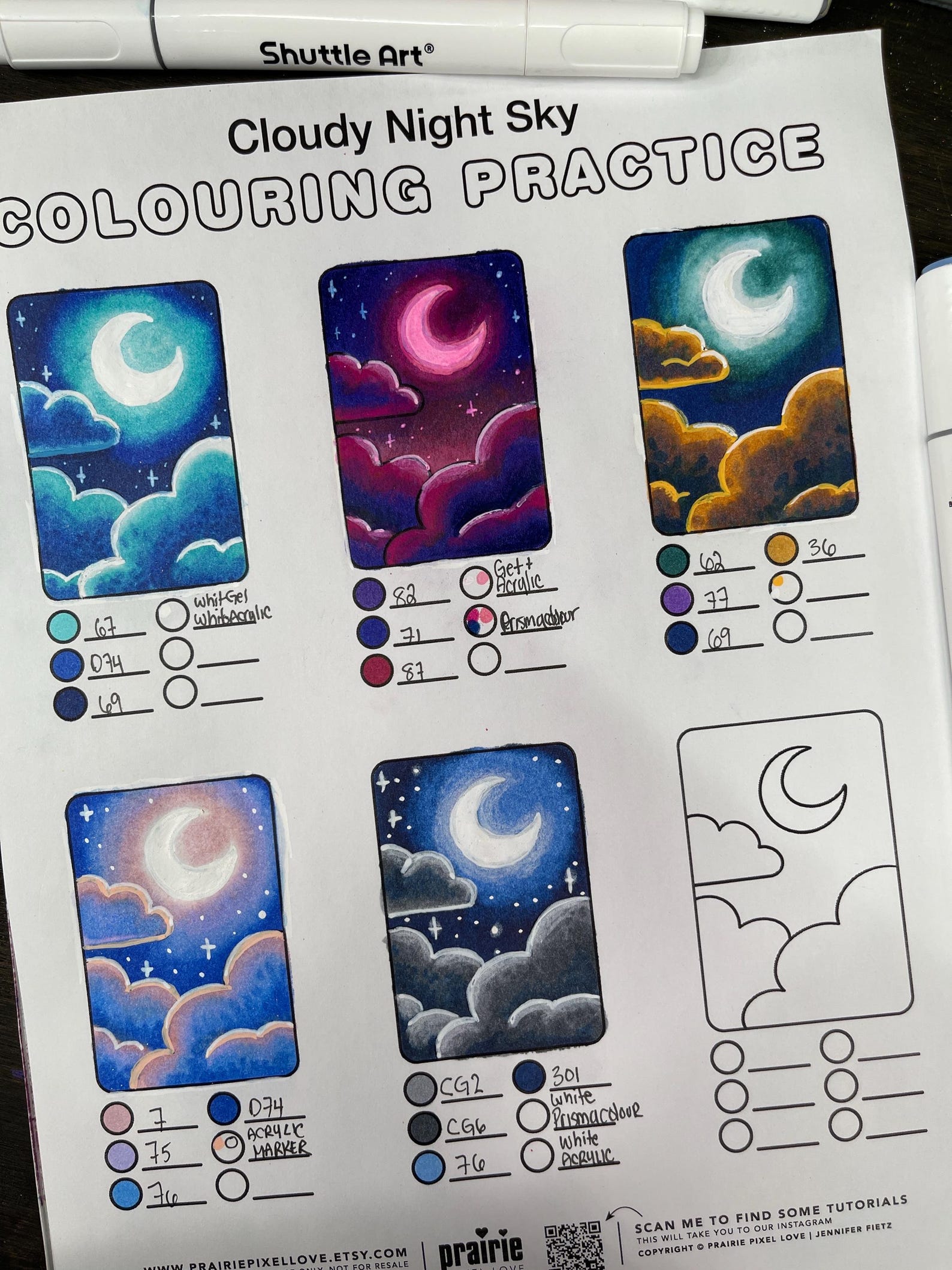 Colouring Sky & Clouds Texture Template: Printable Practice Page (PDF ...