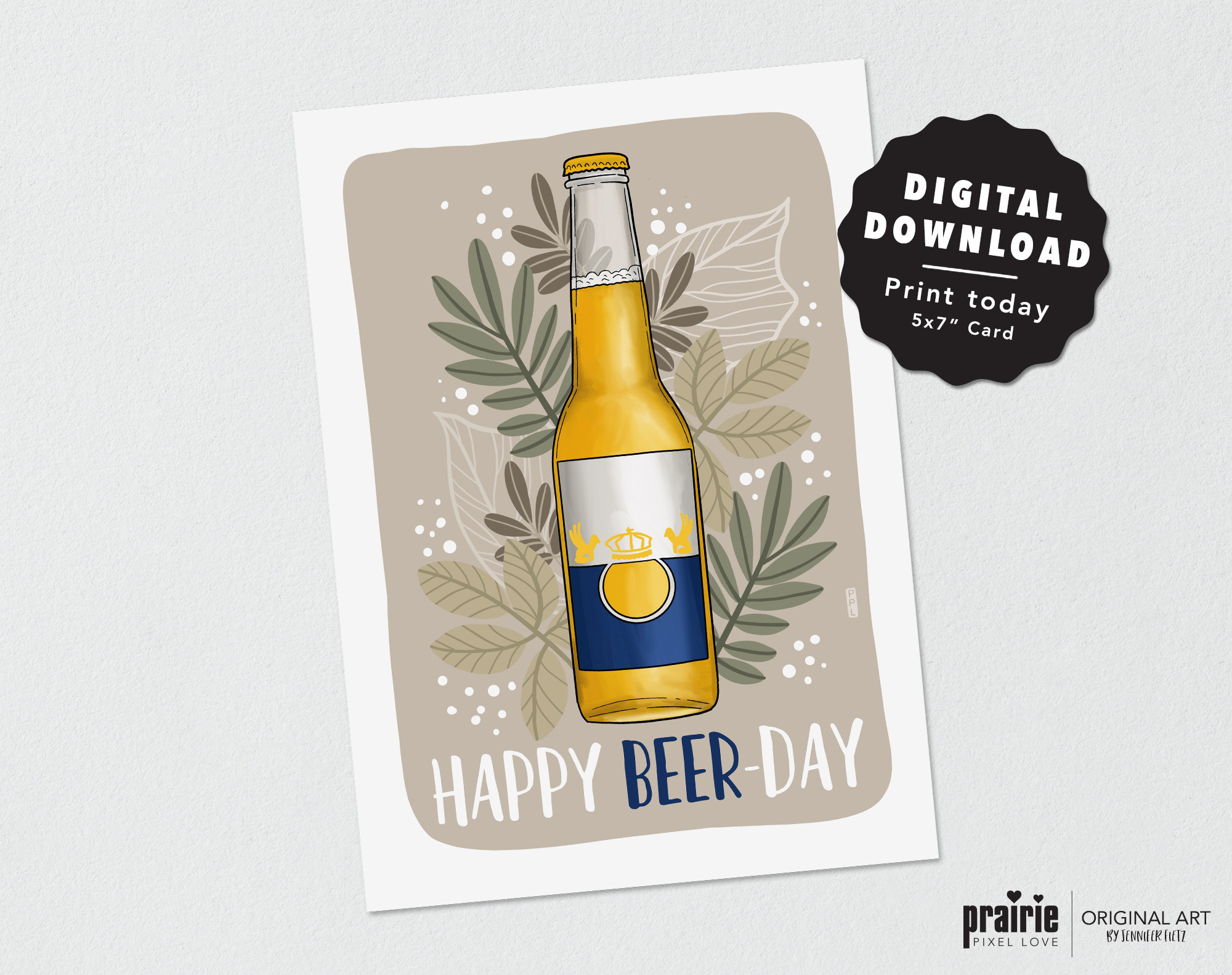 Beer Birthday Card Printable Card Downloadable Card Digital - Etsy