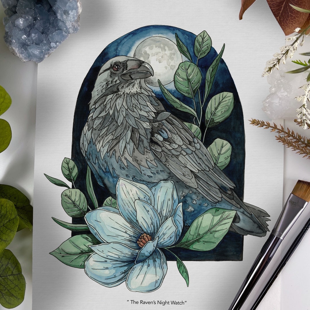 Raven Watercolor Print: Limited Edition Fine Art Wall Decor - Etsy