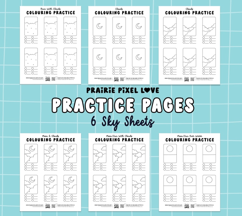 Colouring Sky & Clouds Texture Template: Printable Practice Page (PDF ...
