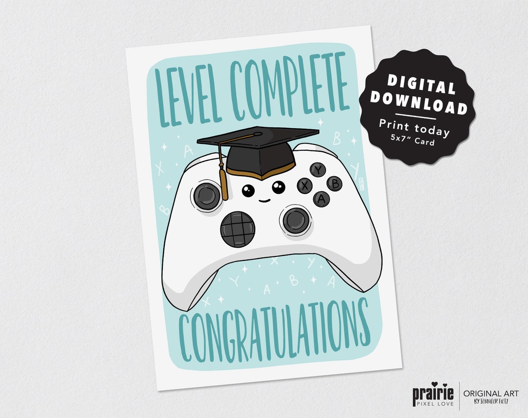 Gamer Graduation Card: Level Complete Congratulations (digital Download ...