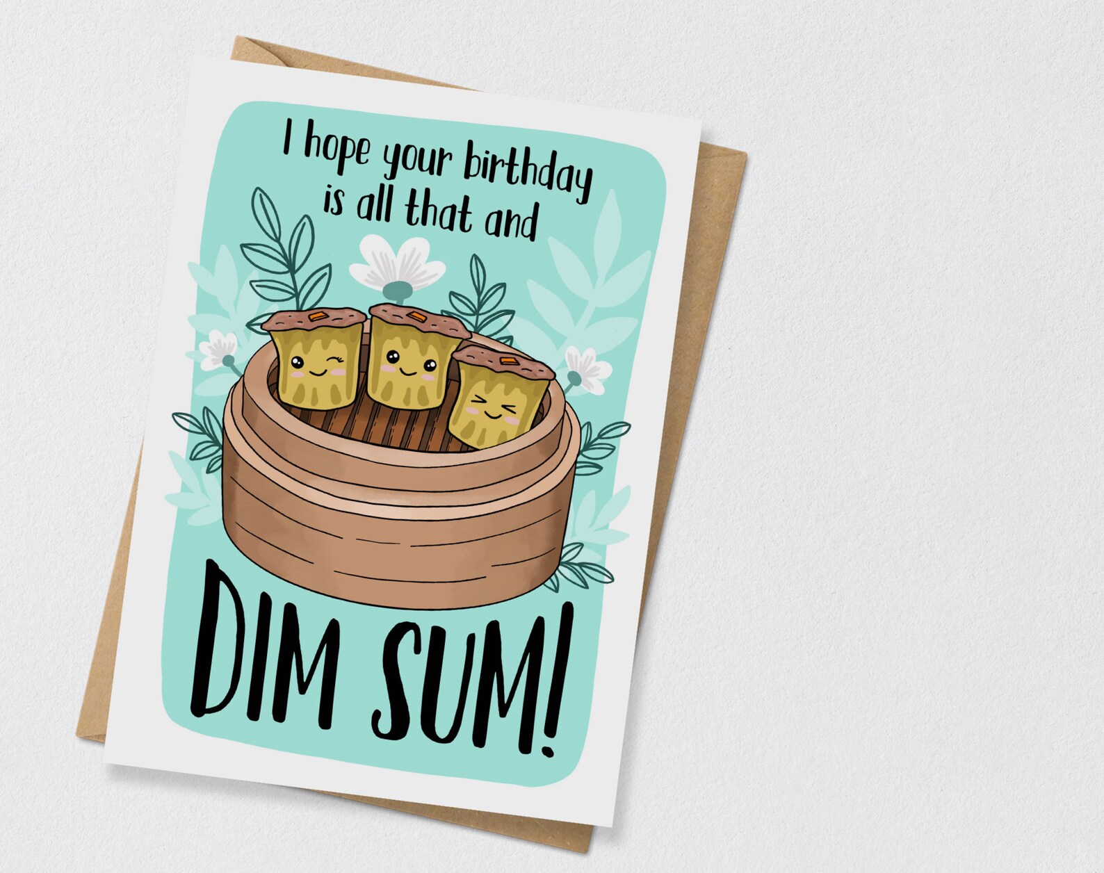Printed Dim Sum Card Dim Sum Birthday Card Asian Food - Etsy