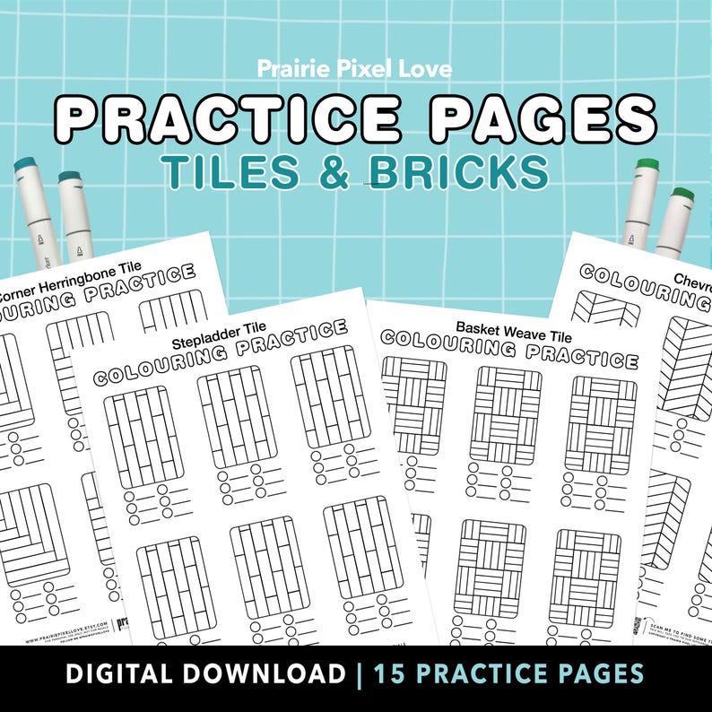 Colouring Tile & Bricks Texture Template: Printable Practice Page (PDF ...