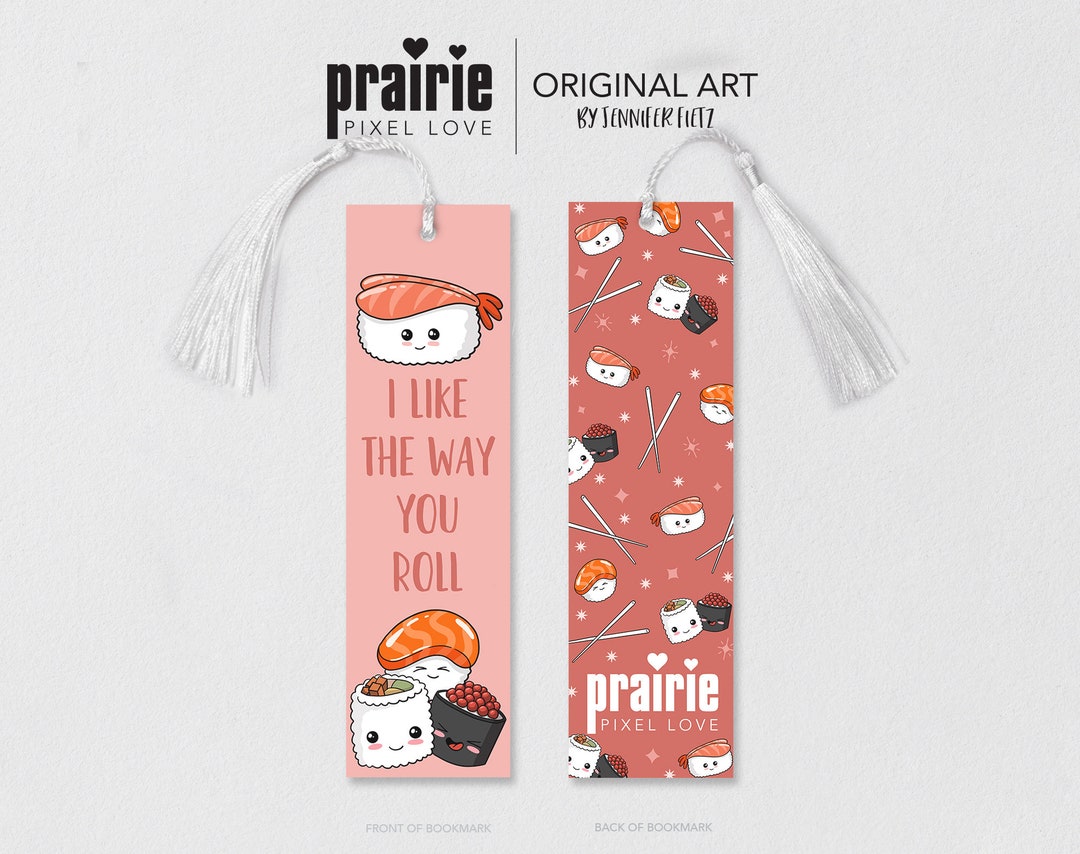 Sushi Bookmark, Illustrated, Foodie Book Gift, Book Gift, Bookmark ...