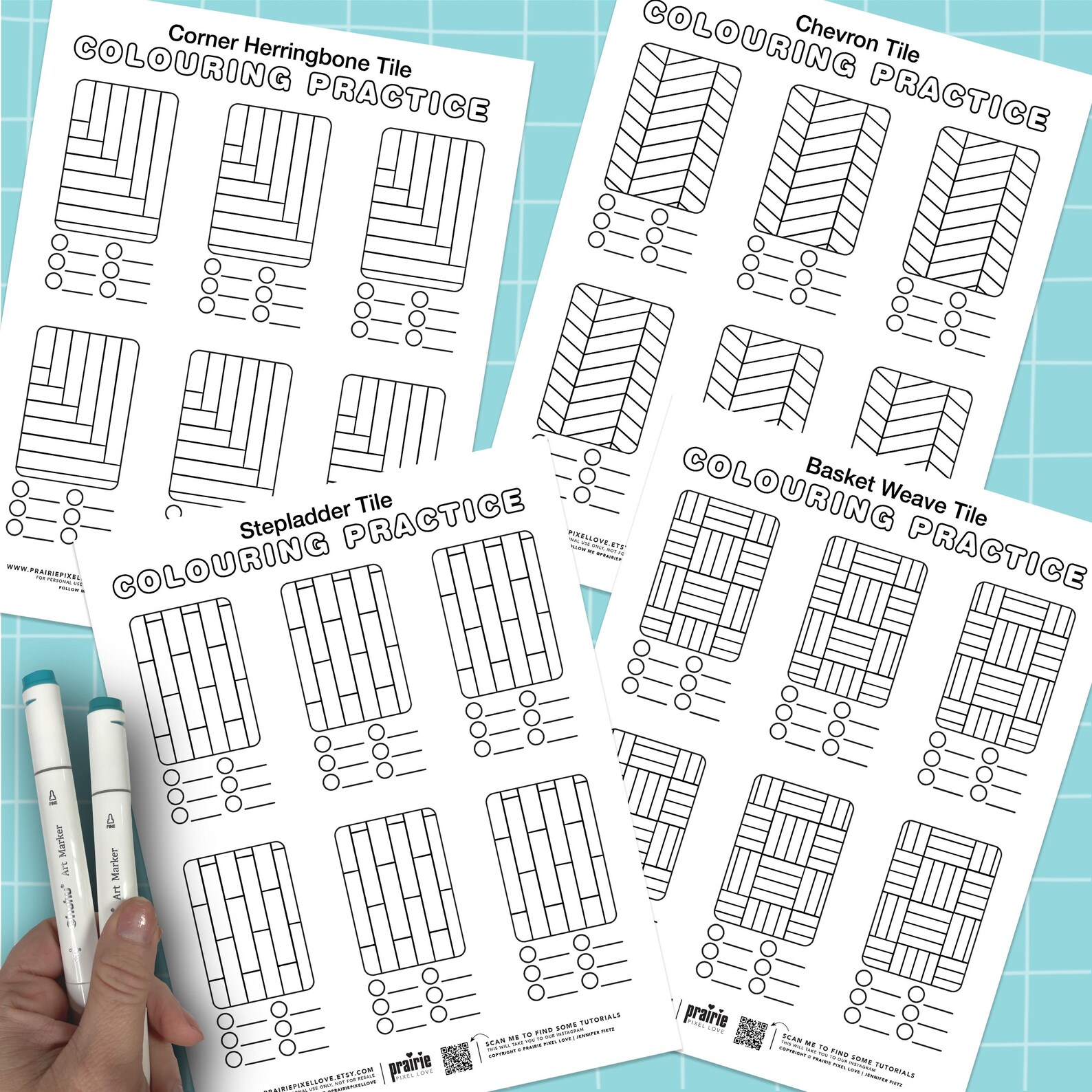 Colouring Tile & Bricks Texture Template: Printable Practice Page (PDF ...