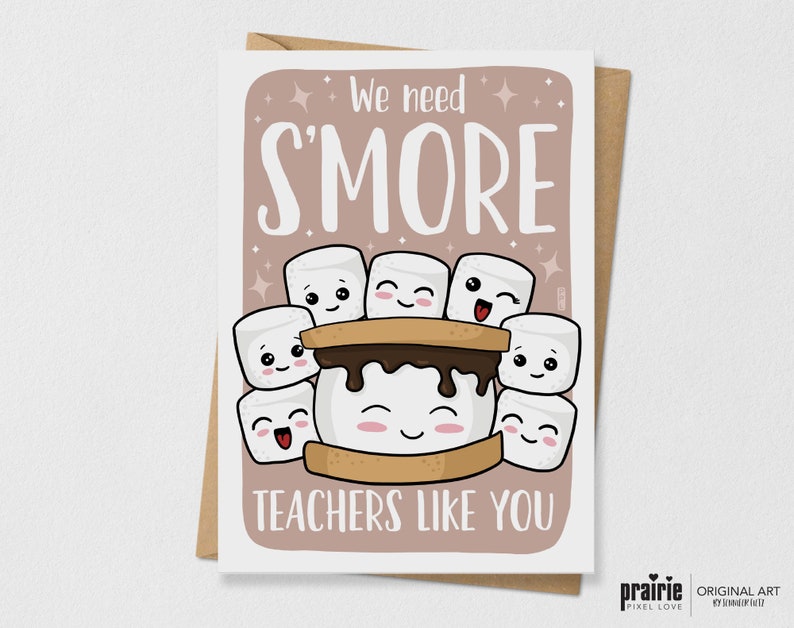 Teacher Smore Thank You Card, Smore Card, Funny Card, Cute Card ...