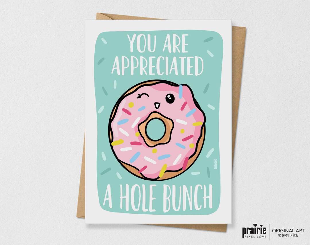 Teacher Donut Thank You Card, Donut Card, Appreciation Card, Cute Card ...