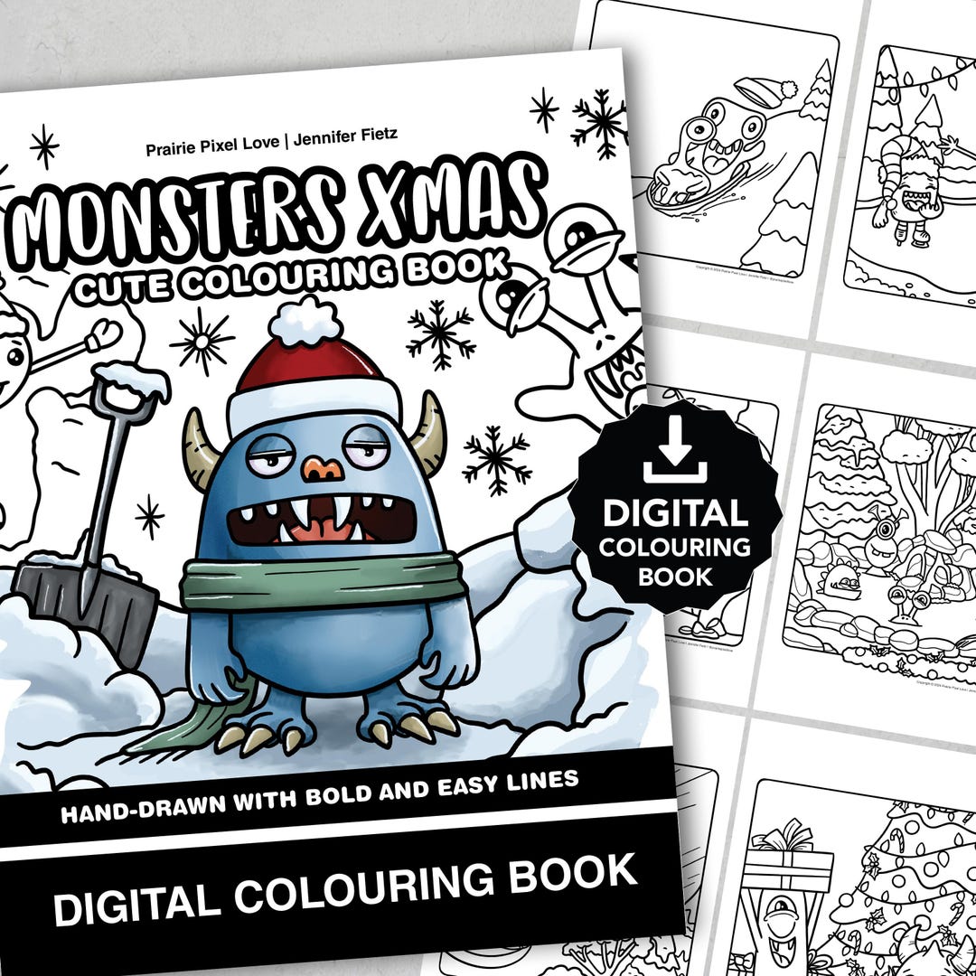 Monsters Xmas Colouring Book, Adult Colouring Book, Colouring Book ...
