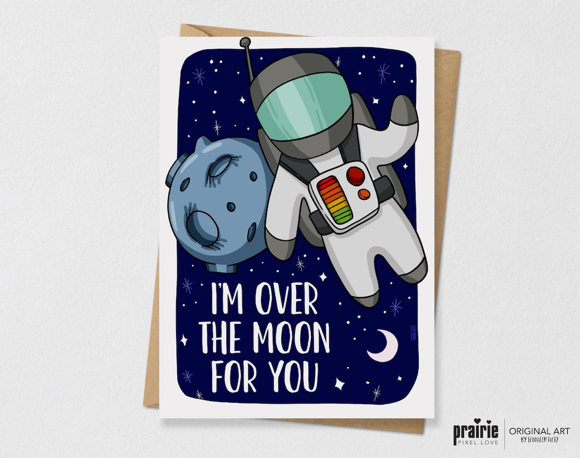 Astronaut Card Astronaut Valentine Space Card Space - Etsy