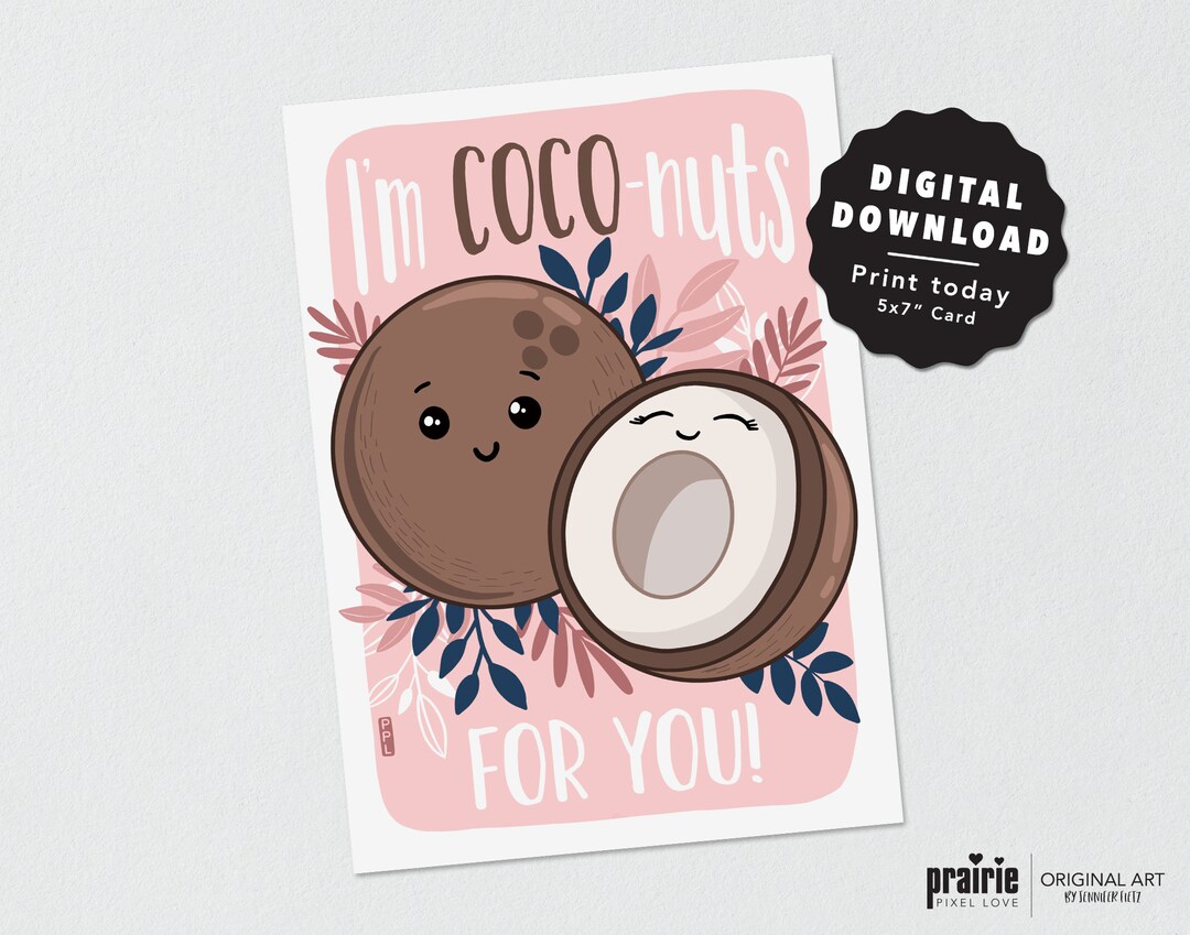 Coconut Card, Coconut Birthday Card, Coconut for You Card, Tropical ...