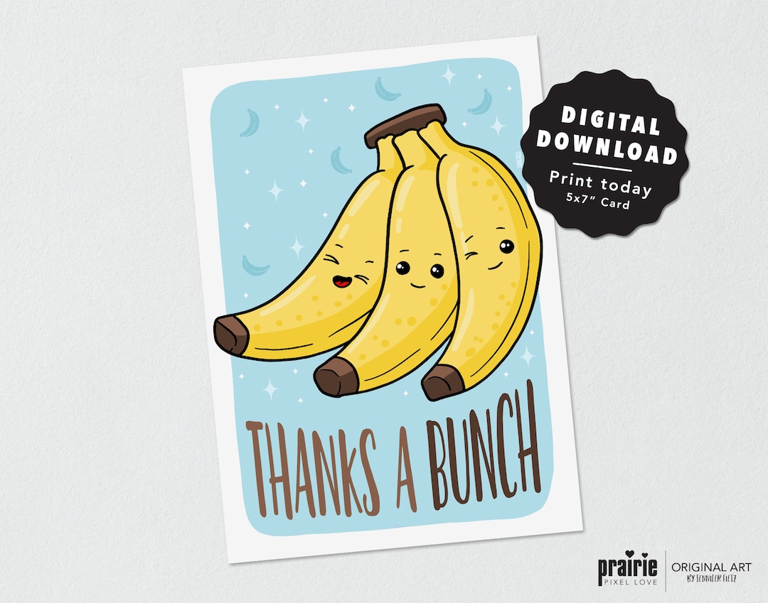 Banana Pun Card, Thank You Card, Banana Card, Banana Birthday Card ...