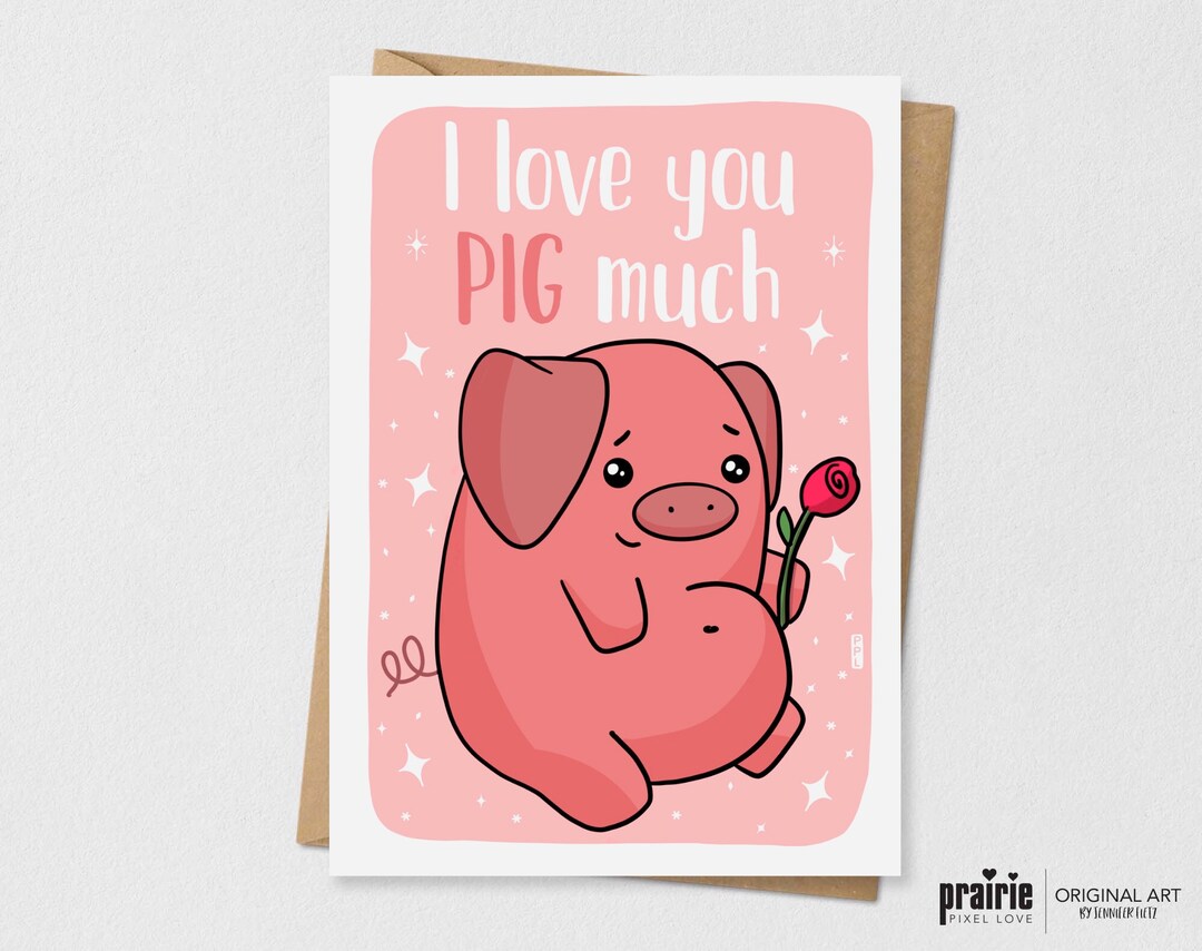 Pig Card, Pig Gift, Pigs, Pig Birthday Card, Pig Valentine’s, Farm ...