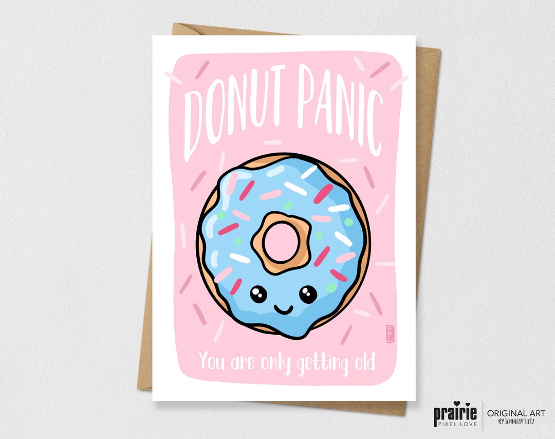 Printed Donut Card, Donut Birthday Card, Food Birthday Card, Birthday ...