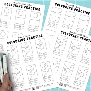 Colouring Sky & Clouds Texture Template: Printable Practice Page (PDF ...
