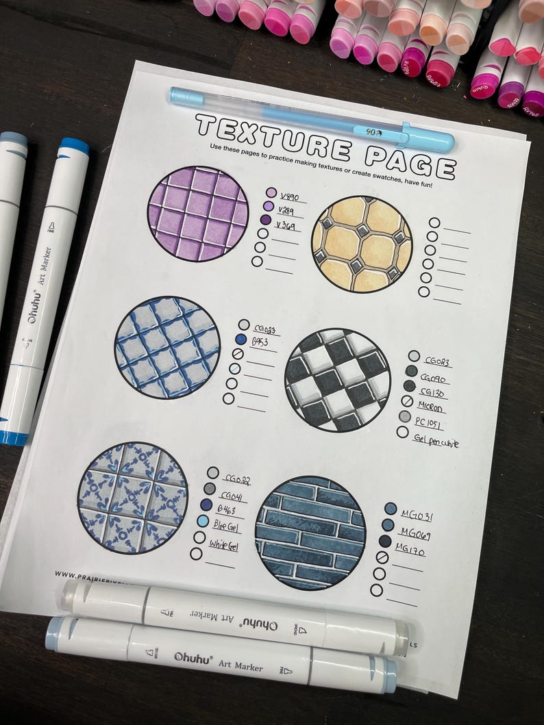 Coloring Texture Swatch Template: Printable Practice Page (PDF) - Etsy