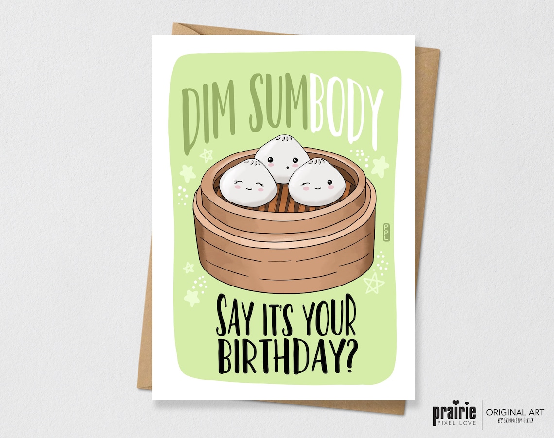 Printed Dim Sum Card, Dim Sum Birthday Card, Asian Food Birthday Card ...