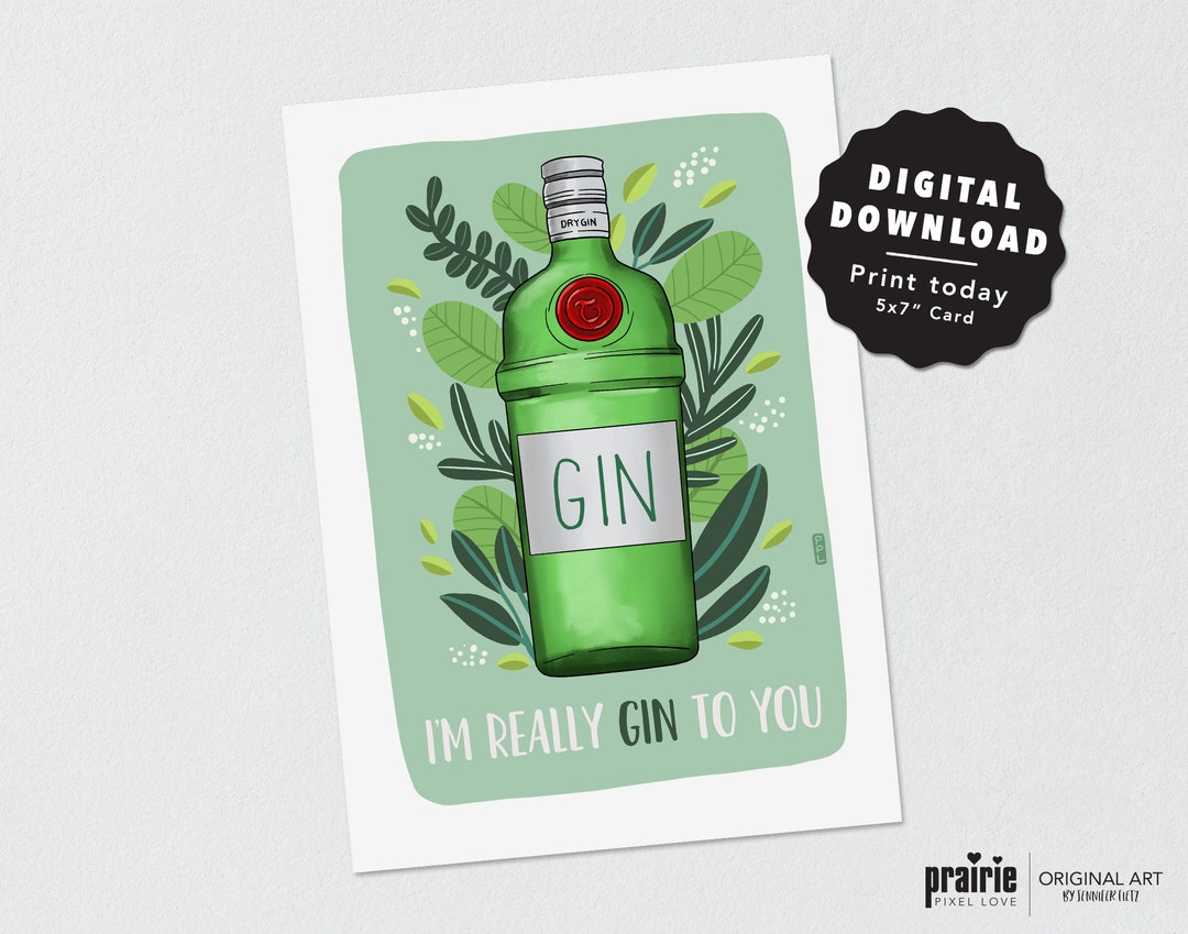 Gin Birthday Card, Printable Card, Downloadable Card, Digital Download ...