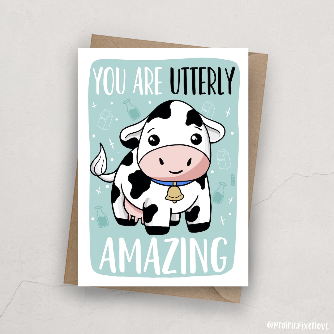 Cow Card, Cow Birthday Card, Cow Greeting Card, Cow Lover, Cow Gift ...