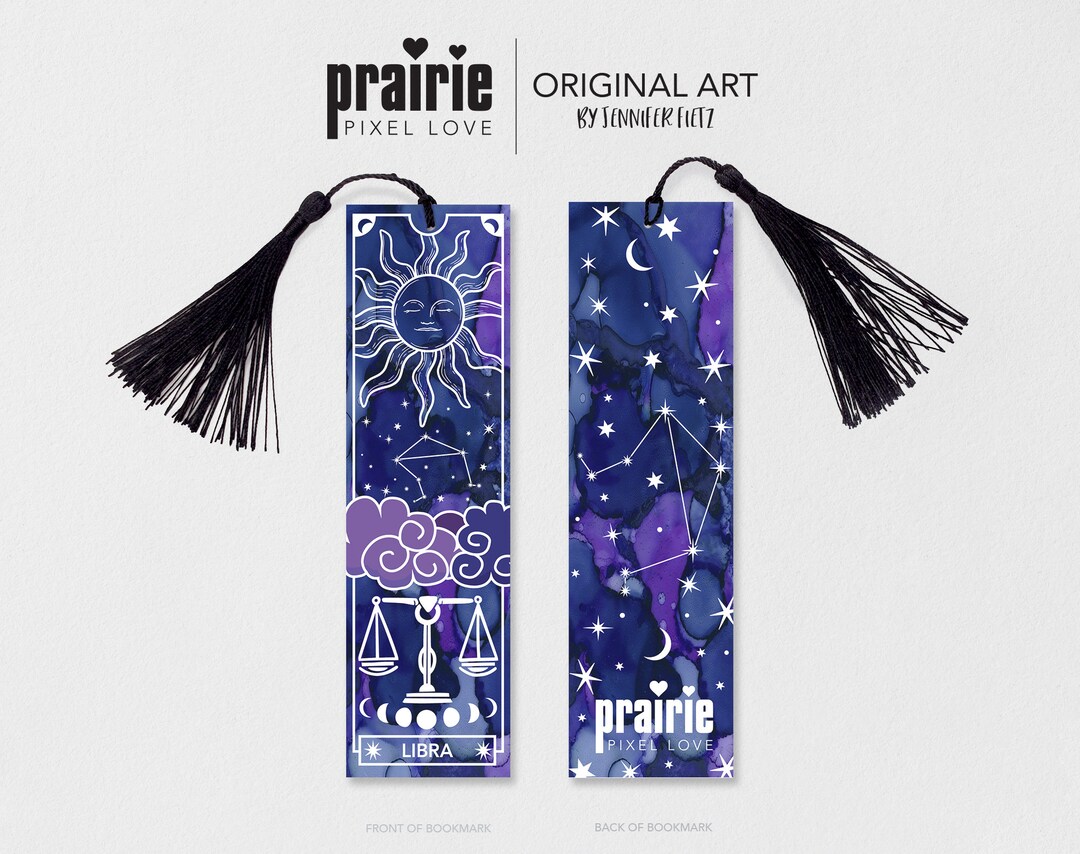 Libra Bookmark, Zodiac Bookmark, Zodiac Gift, Star Sign Bookmark ...