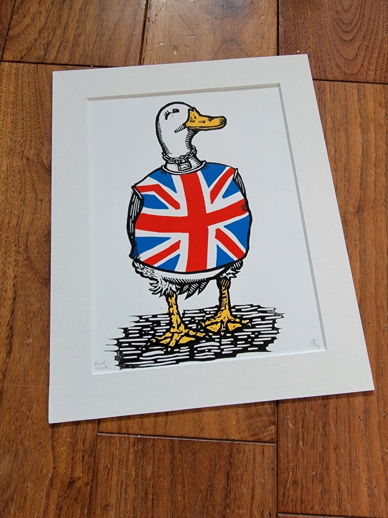 Punk Duck - Handmade Original Linocut Bird Art Print - Etsy
