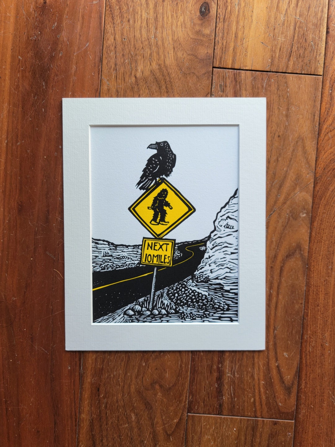 The Crow Road - Original Handmade Linocut Bird Art Print - Etsy