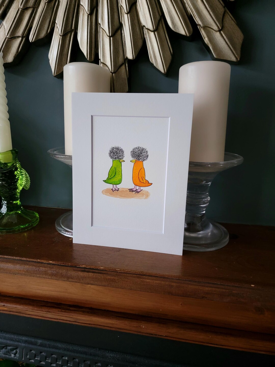 The Curly Birds - Original Handmade Hand Drawn Watercolour Illustration ...