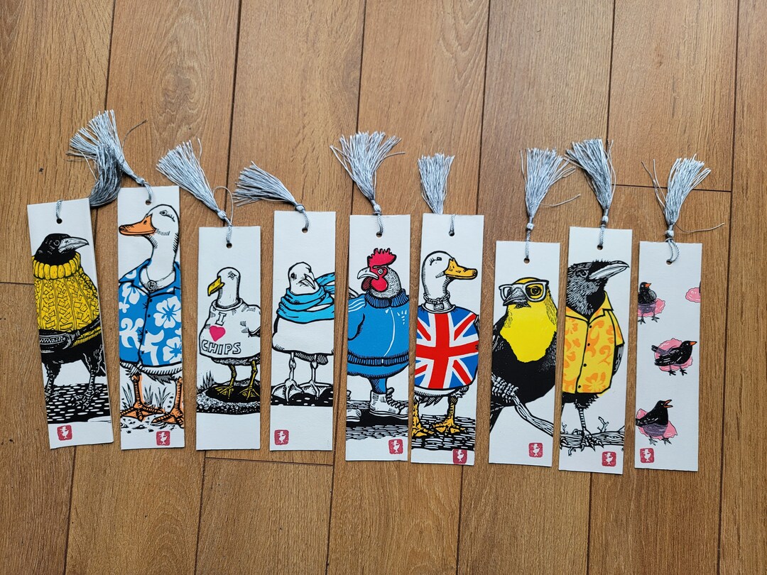 Set C Lino Print Bookmarks Handmade Original Linocut Bookmarks. - Etsy