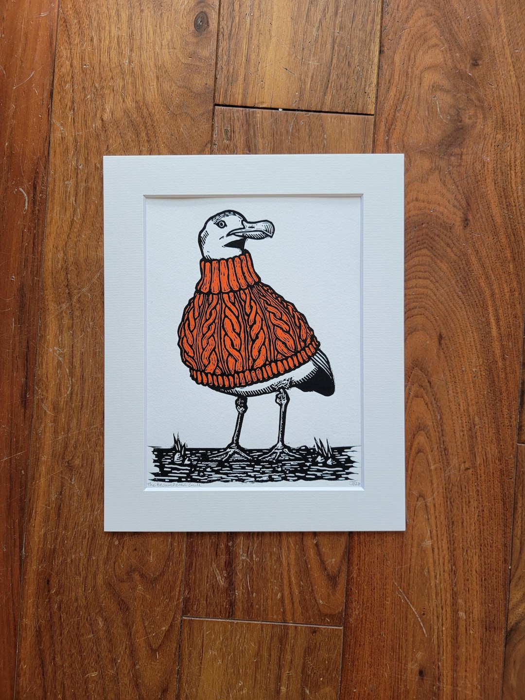 The Bejumpered Gull - Seagull Wearing a Cable Knit Sweater - Handmade ...