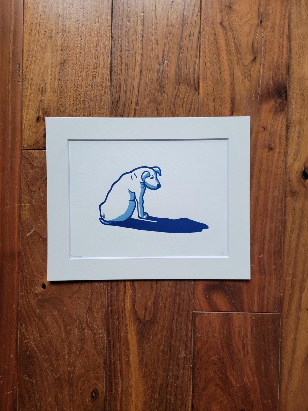 Blue Dog - Original Handmade Linocut Art Dog Print - Etsy