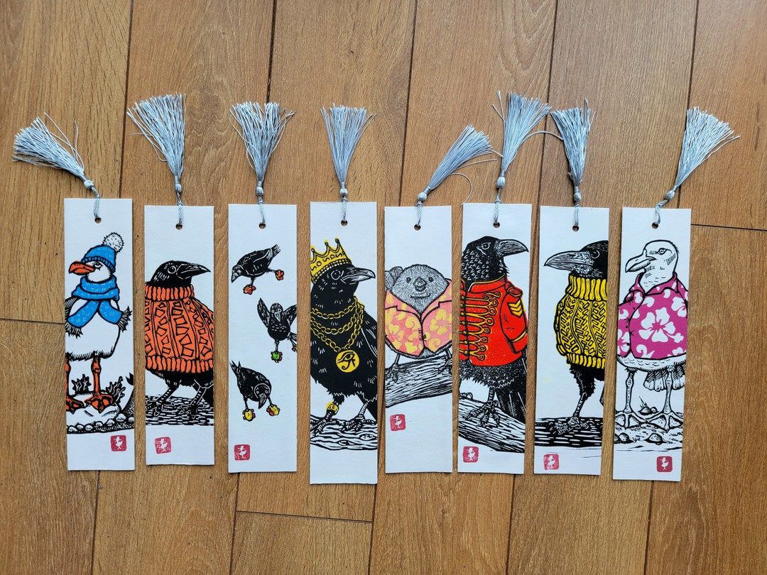 Lino Print Bookmarks Group C Handmade Original Linocut - Etsy