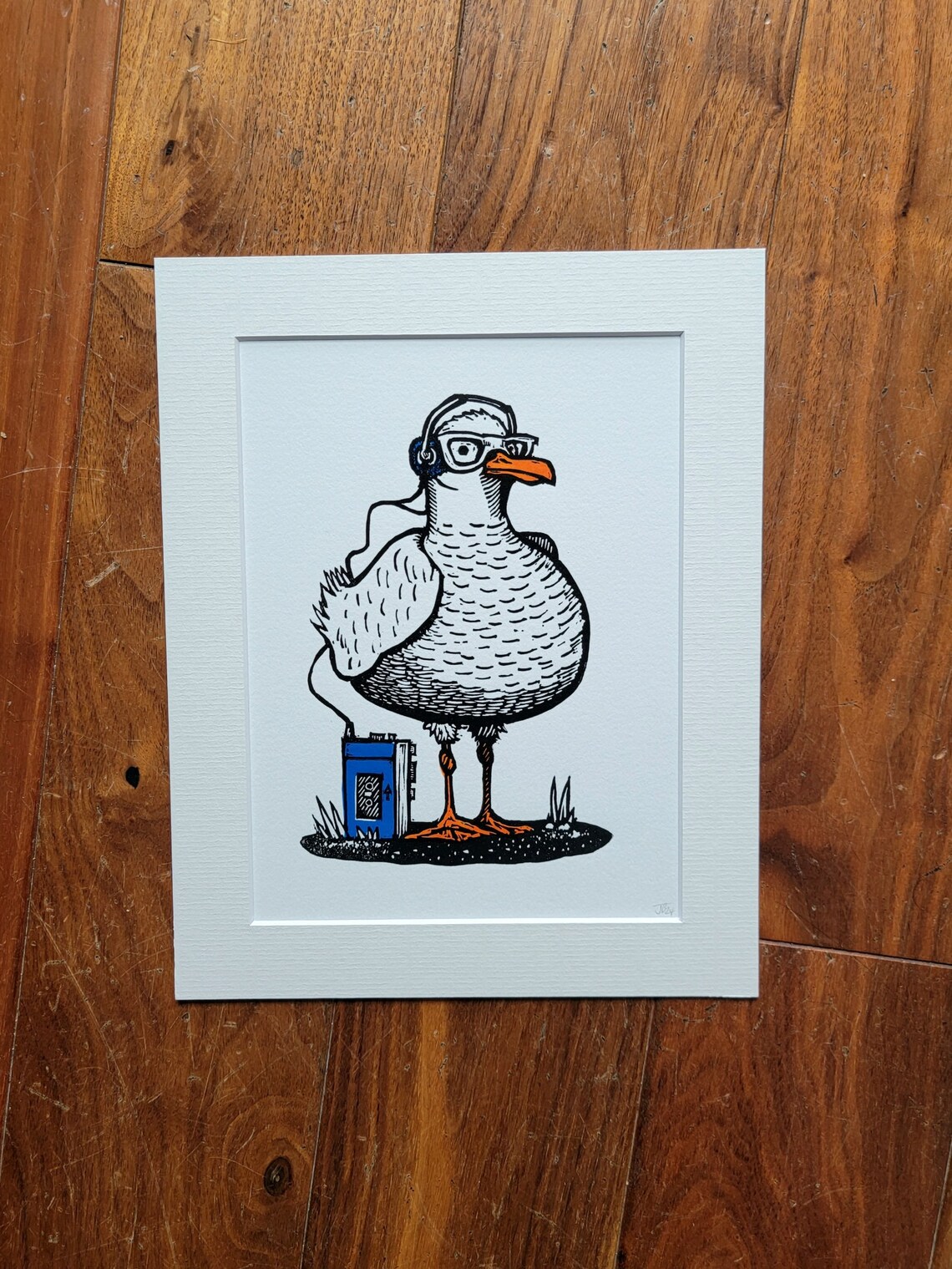 That 80s Gull - Handmade Original Linocut Seagull Bird Art Print - Etsy