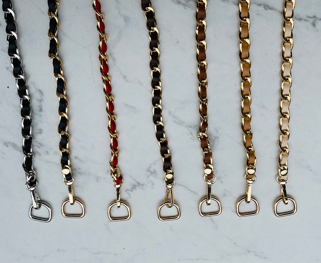 40in Metal Purse Chain Strap With Faux Leather & D Rings - Etsy