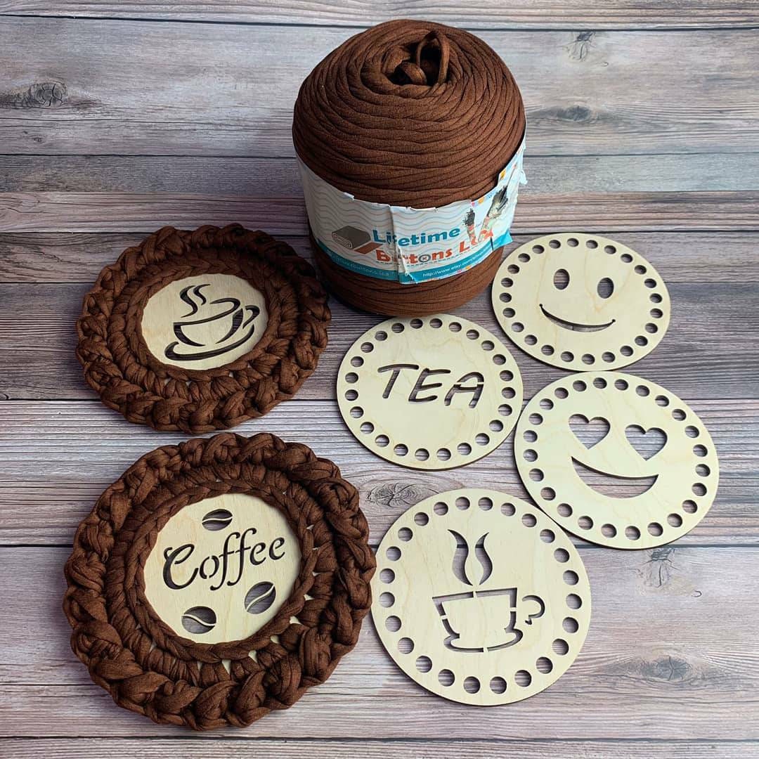Wooden Coaster Bases. Emoji Wooden Bases. Tea Wooden Coaster. Crochet ...