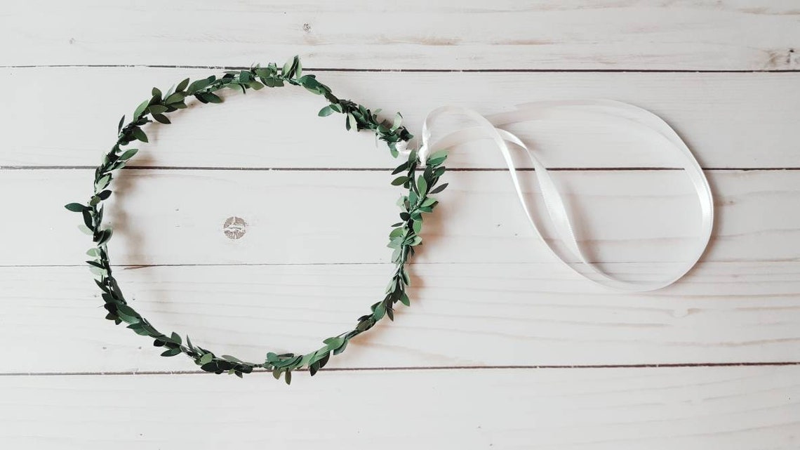 Boho Leaf Crown Green Leaf Head Wreath Brides Maid Crown | Etsy